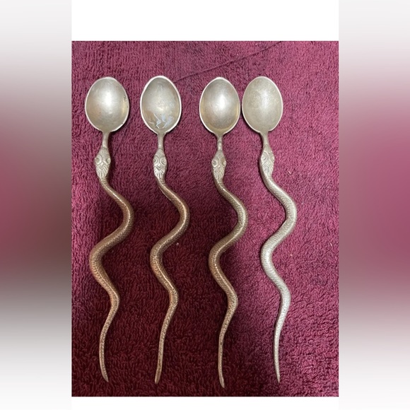 Dining | 4 Vintage 7s Brass Snake Spoon | Poshmark